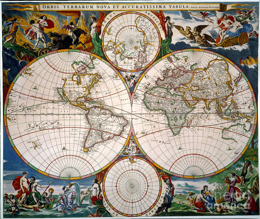 World Map, 17th Century by Granger