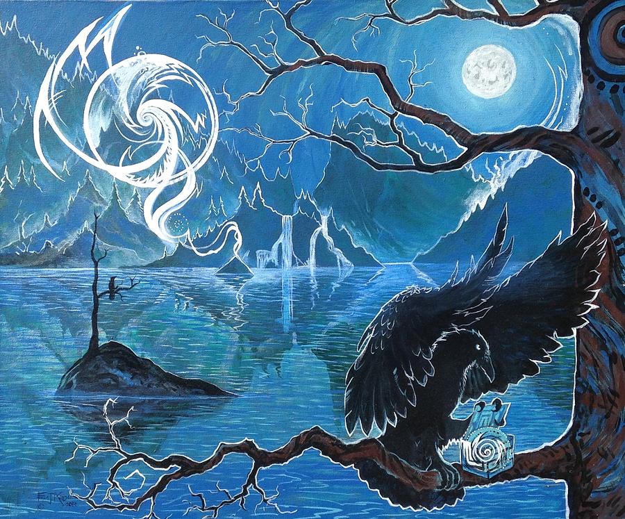 Raven Weaven The Finer Details Of Creation Painting by June Krolikowski