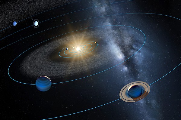 Solar System Planetary Orbits Artwork Greeting Card By Science Photo 6482