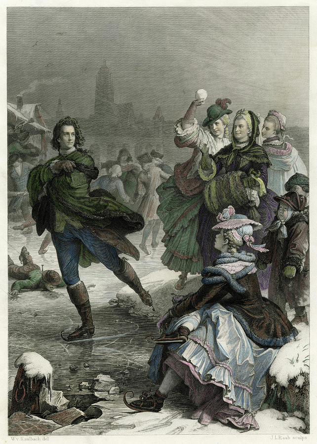 Johann Goethe Ice-skating In Drawing by Mary Evans Picture Library - Pixels