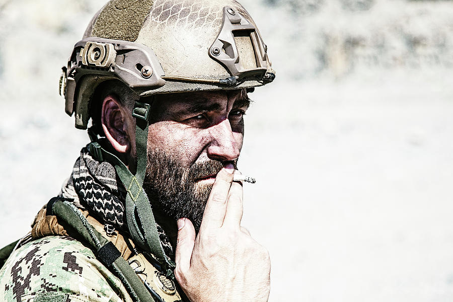 Close-up Shot Of Soldier Smoking Photograph by Oleg Zabielin - Fine Art ...