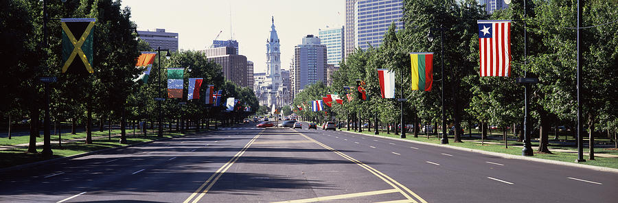 Country Flags On Trees Along Martin Photograph by Panoramic Images - Pixels