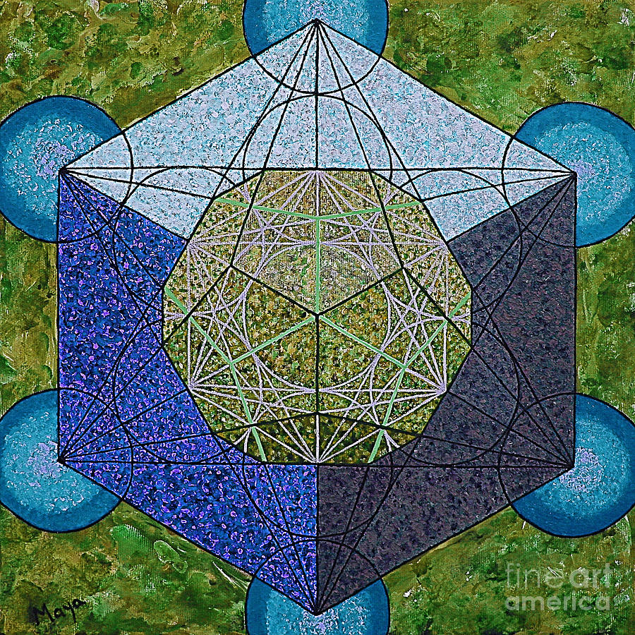Dodecahedron In A Metatron's Cube Painting by Maya B - Pixels
