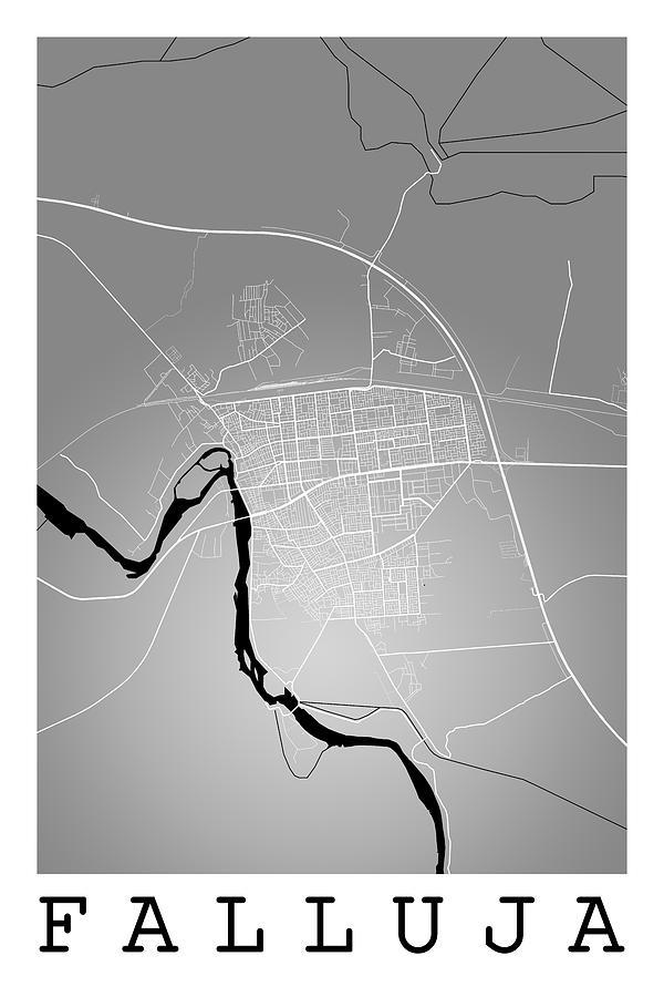 Falluja Street Map - Falluja Iraq Road Map Art on Color Digital Art by ...
