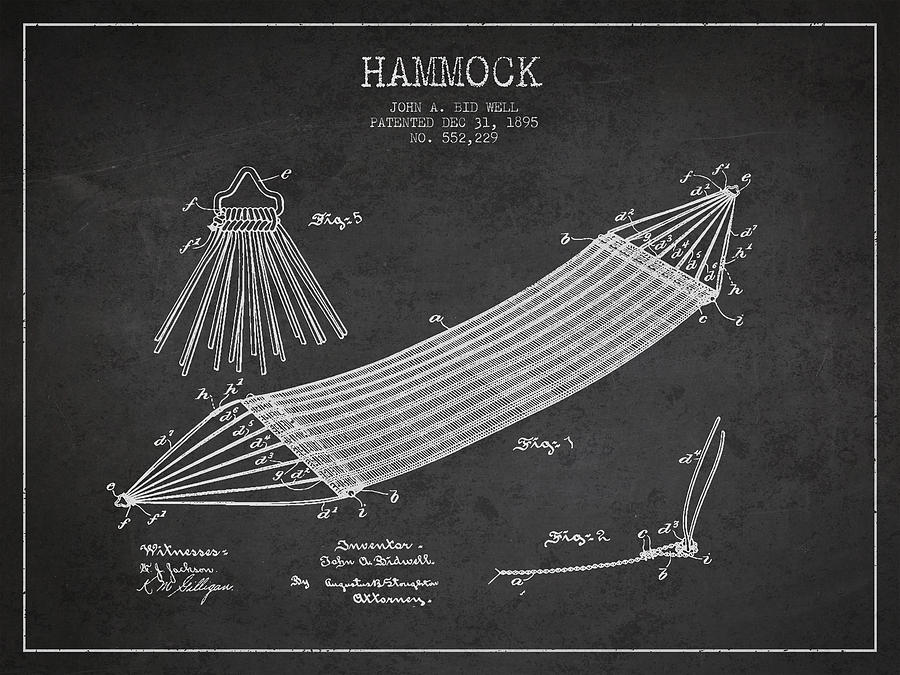 Hammock Patent Drawing From 1895 Digital Art by Aged Pixel - Pixels