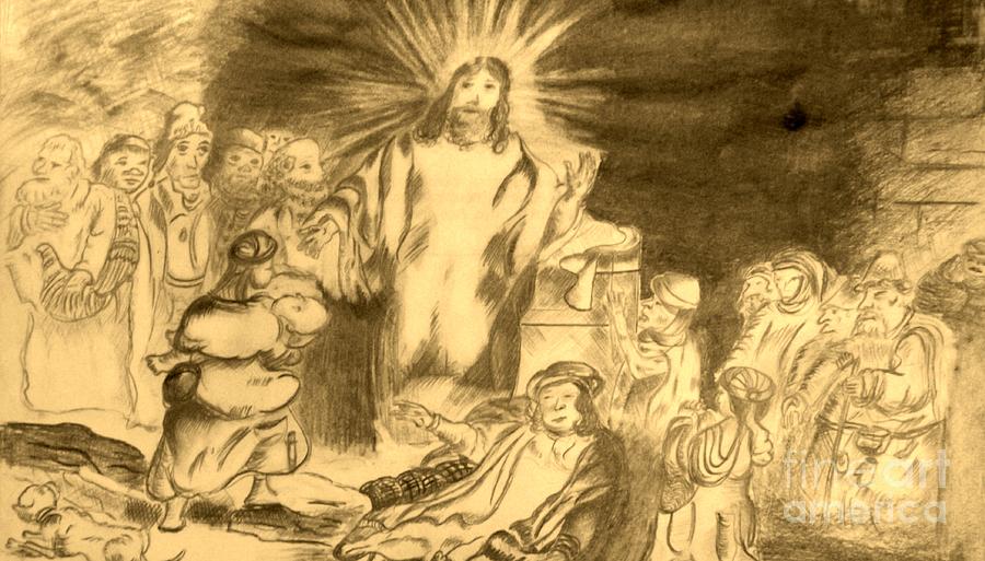 Jesus heals Drawing by Patrick Davis - Fine Art America