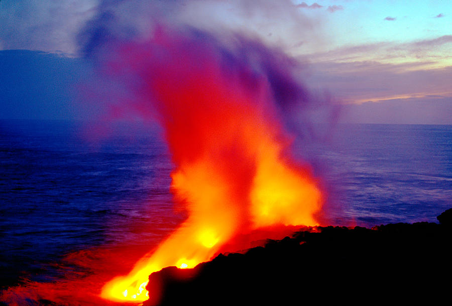 Lava From Volcano Falling Into Sea, Big Photograph by Panoramic Images ...