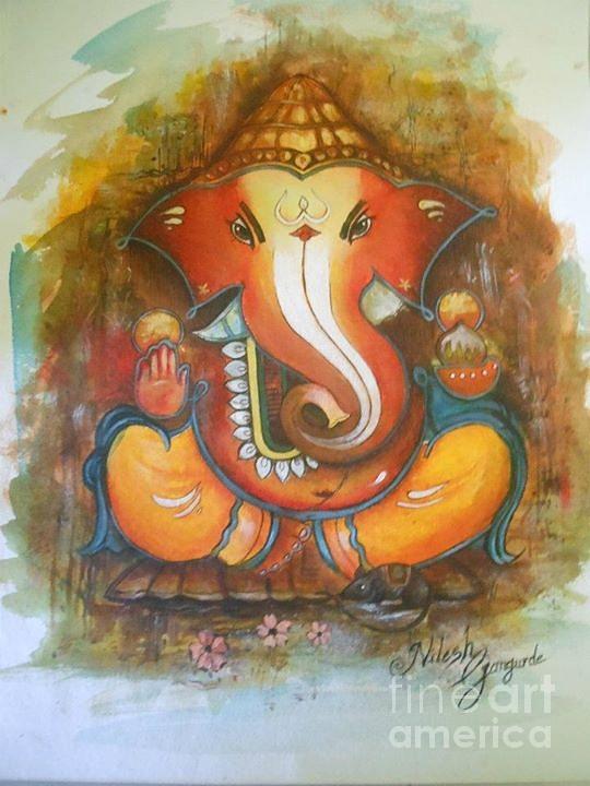 Lord Ganesha #1 Painting by Nilesh Gangurde - Pixels