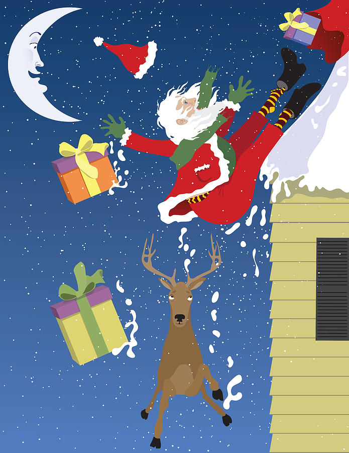Santa Falls Off Roof #1 Digital Art by Kim Freitas - Fine Art America