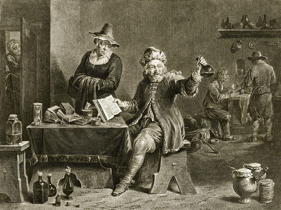 17th Century doctor, artwork by Science Photo Library