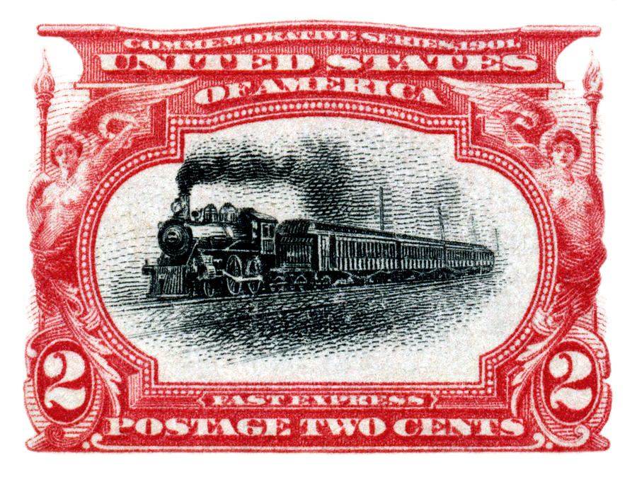 1901 Fast Express Railroad Stamp Painting by Historic Image - Pixels Merch