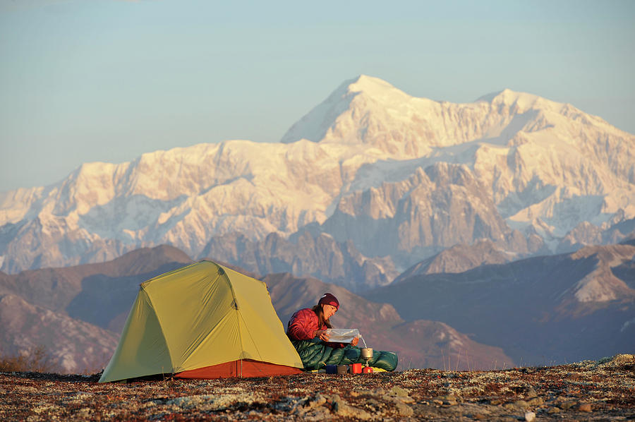 Backpacker Camping On Kesugi Ridge Photograph by HagePhoto - Fine Art ...