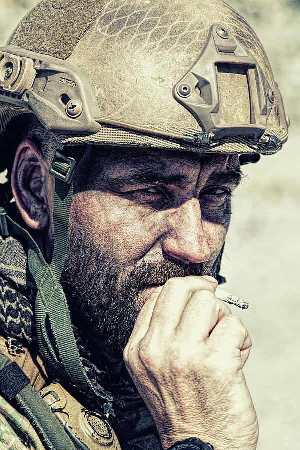 Close-up Shot Of Soldier Smoking Photograph by Oleg Zabielin - Fine Art ...