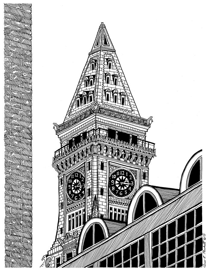 Boston's Custom House Tower Drawing by Conor Plunkett | Pixels