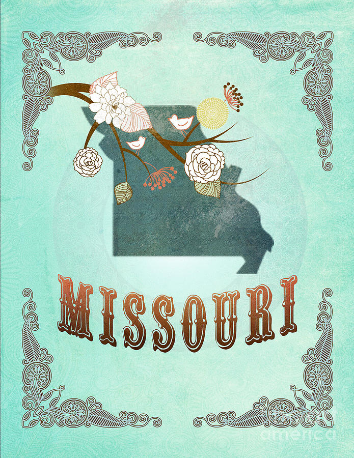 Modern Vintage Missouri State Map Digital Art by Joy House Studio