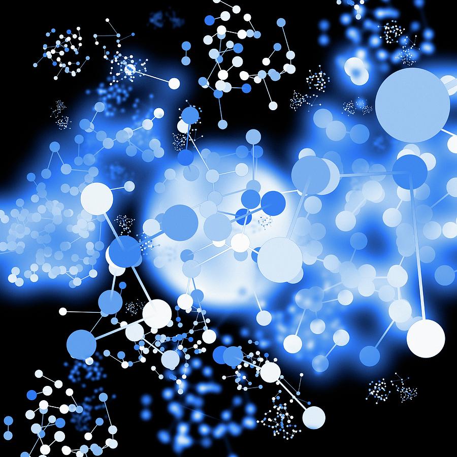 Blue And White Molecules Photograph by Mehau Kulyk/science Photo ...