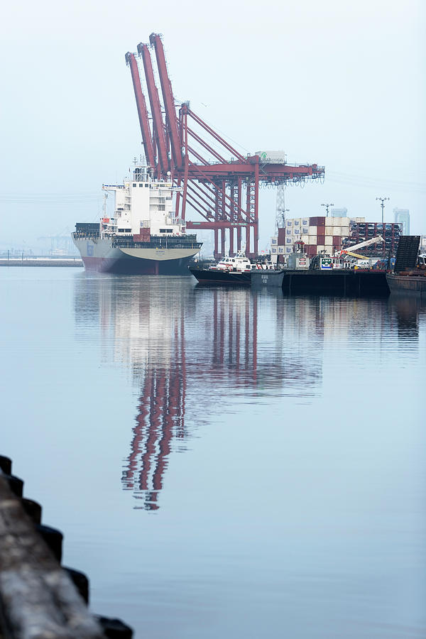 A Container Ship At A Loading Dock Photograph by Ron Koeberer | Fine ...
