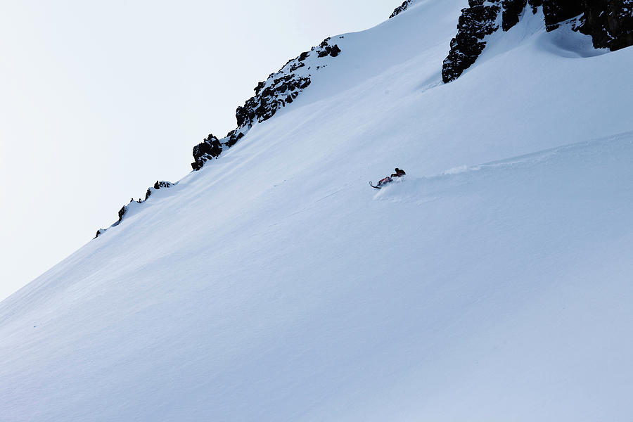 A Man Snowmobiling High Marks On A Huge Photograph by Patrick Orton ...