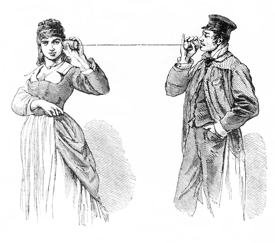 A Simple Telephone System With Cups And String. Photograph by Science ...