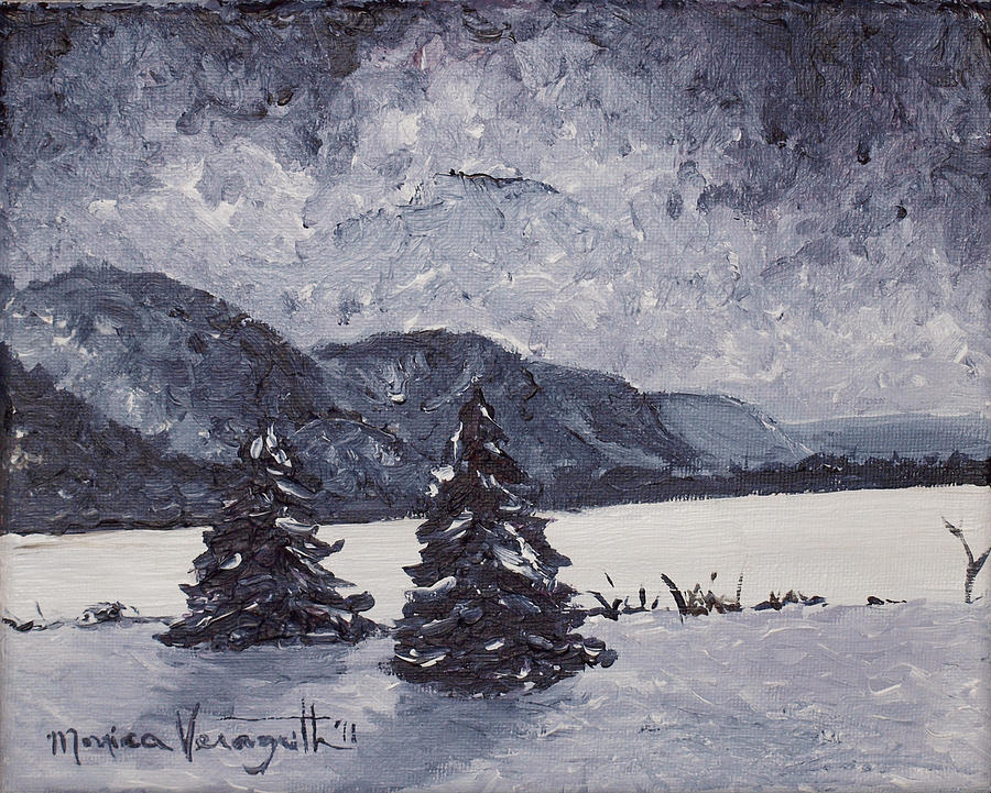 A Winter Evening Painting by Monica Veraguth - Fine Art America