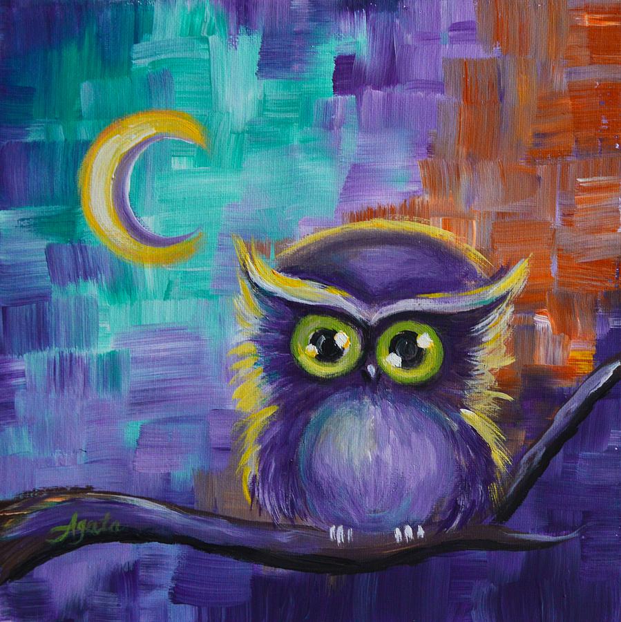 Abstract Owl Painting by Agata Lindquist