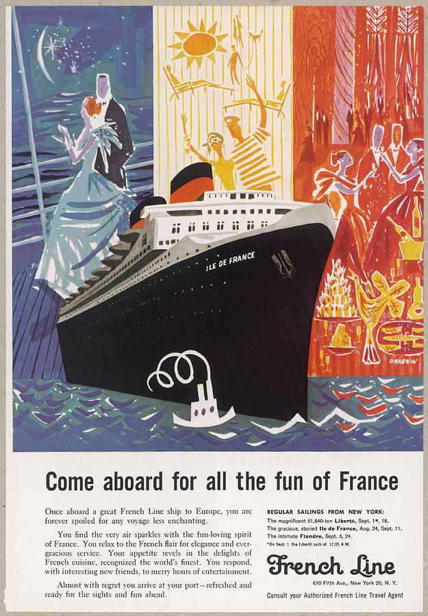 Advertisement For The French Line Drawing by Mary Evans Picture Library ...