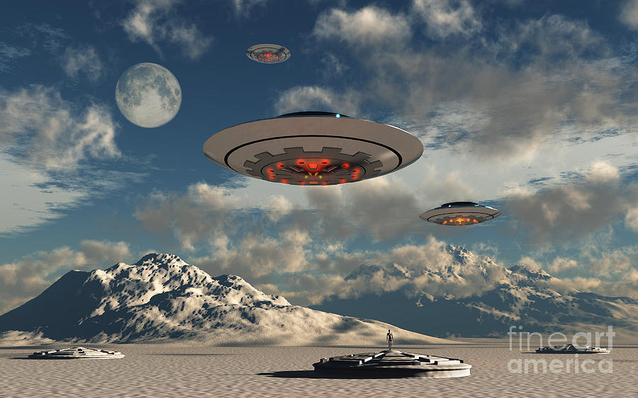 Alien Base With Ufos Located Digital Art by Mark Stevenson - Fine Art ...