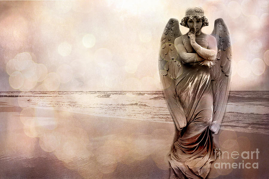 Angel Ethereal Spiritual Fine Art - Angel Art Quiet Surreal Ocean Scene Photograph by Kathy ...