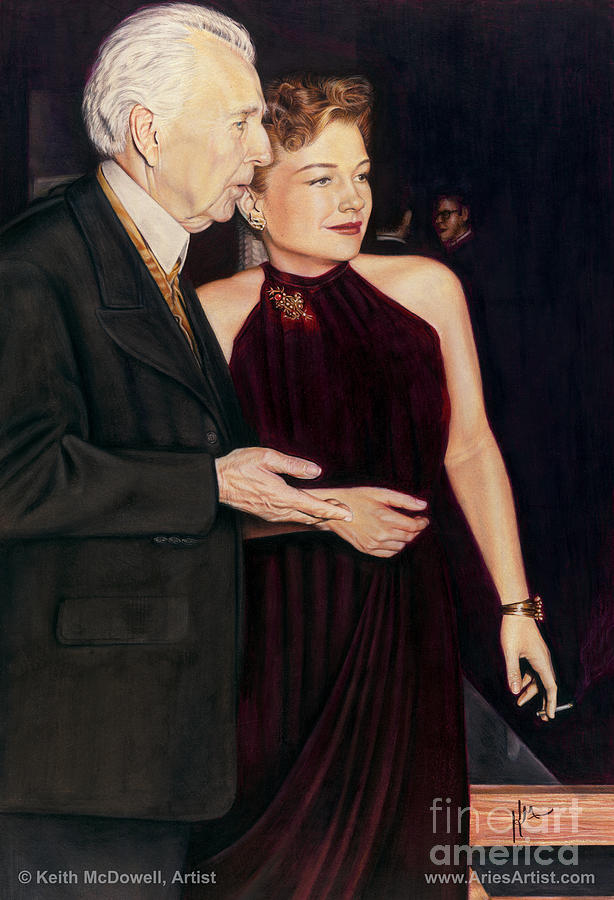 Anne Baxter and Frank Lloyd Wright @ AriesArtist.com Drawing by AriesArtist Com - Pixels
