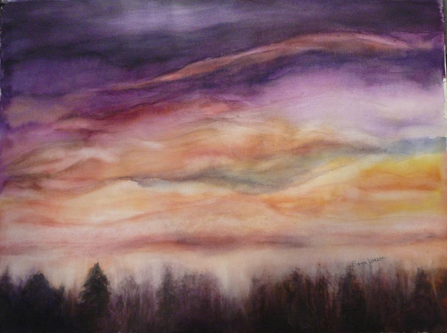 Autumns Foreboding Sunrise Painting by Eldora Schober Larson - Fine Art ...