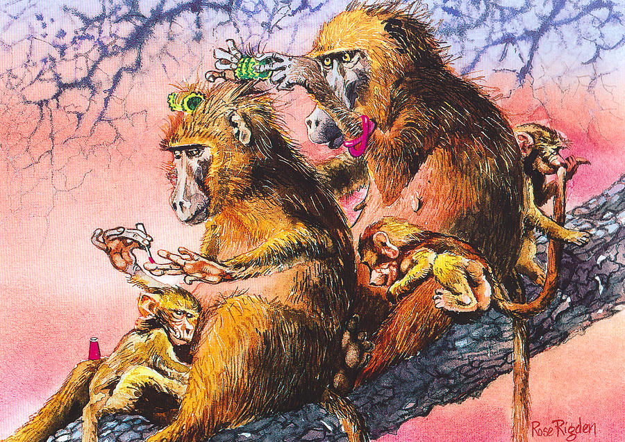 Baboon family Painting by Rose Rigden - Fine Art America