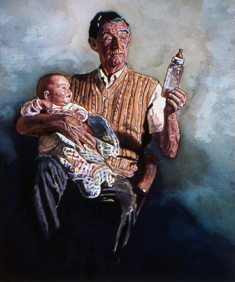 Babysitting Painting by Michael Haslam - Pixels