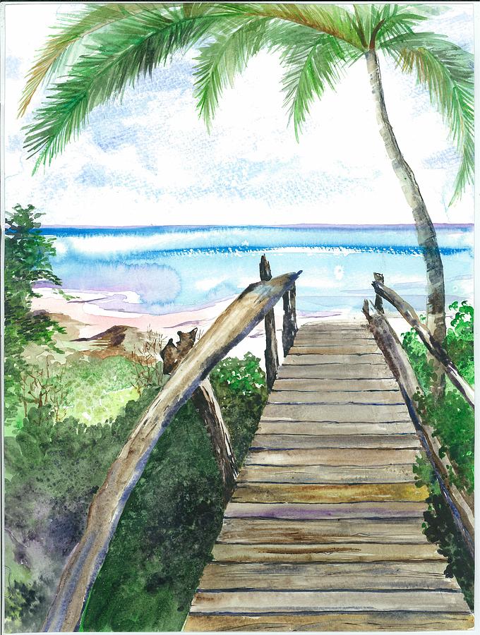 Beach Path Painting by Maria McBride - Pixels