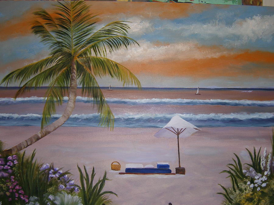 Beach Seating Painting by Mark Perry - Fine Art America