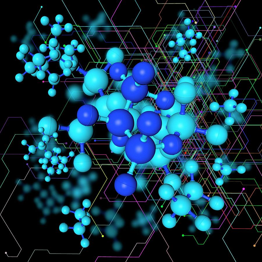 Blue Molecules Photograph by Mehau Kulyk/science Photo Library - Fine ...