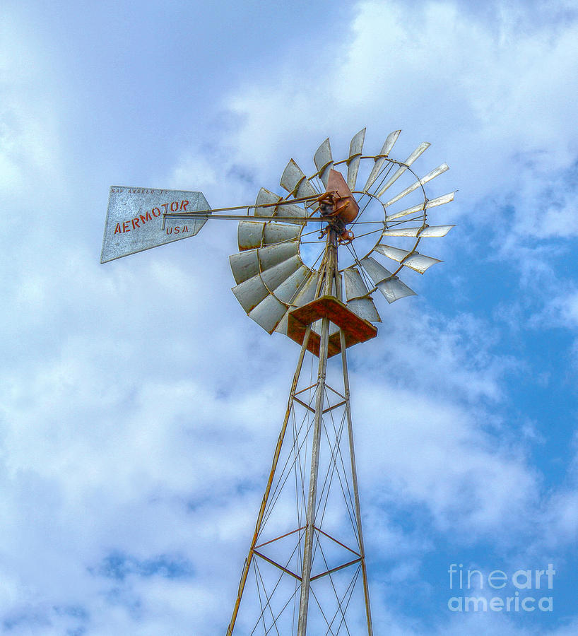 Blue Sky Aermotor Windmill Digital Art by Randy Steele - Fine Art America