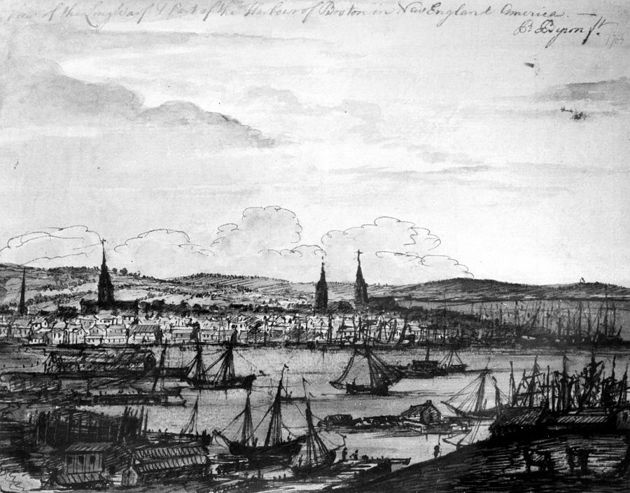 Boston Harbor, 1764 Drawing by Granger - Fine Art America