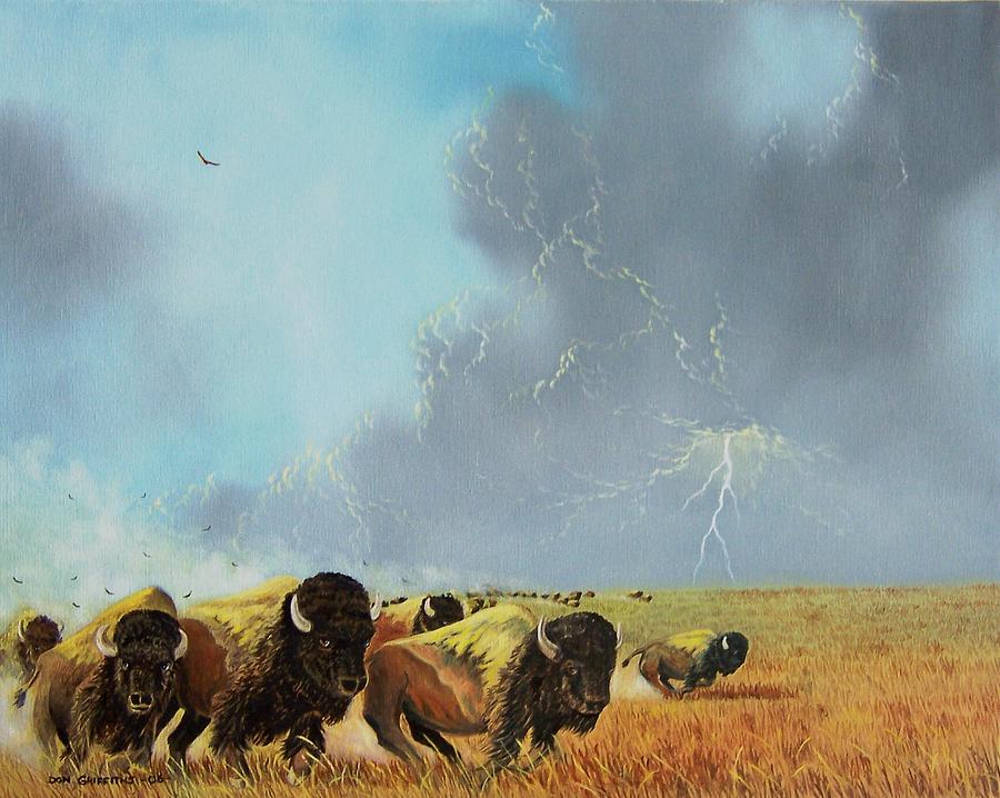 Buffalo Run Painting by Don Griffiths - Pixels
