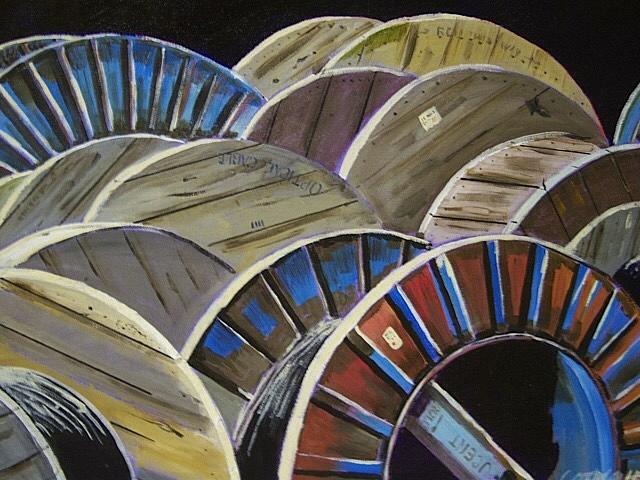 Cable Reels Painting by Robert Cotnoir - Fine Art America