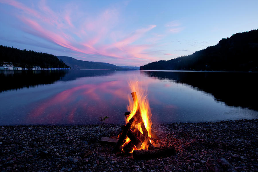 Campfire With Sunset Reflected Photograph by Patrick Orton - Pixels