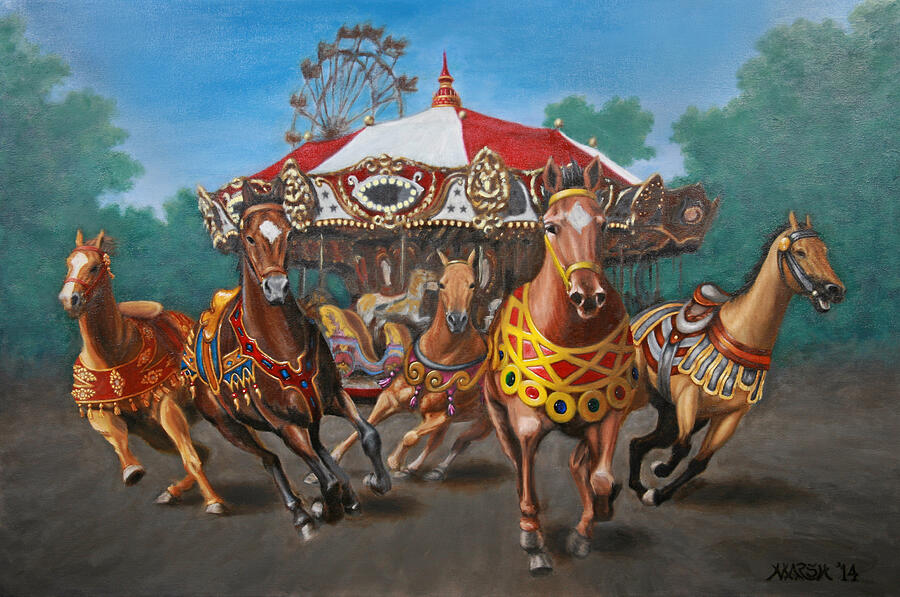 Carousel Escape at the Park Painting by Jason Marsh - Fine Art America