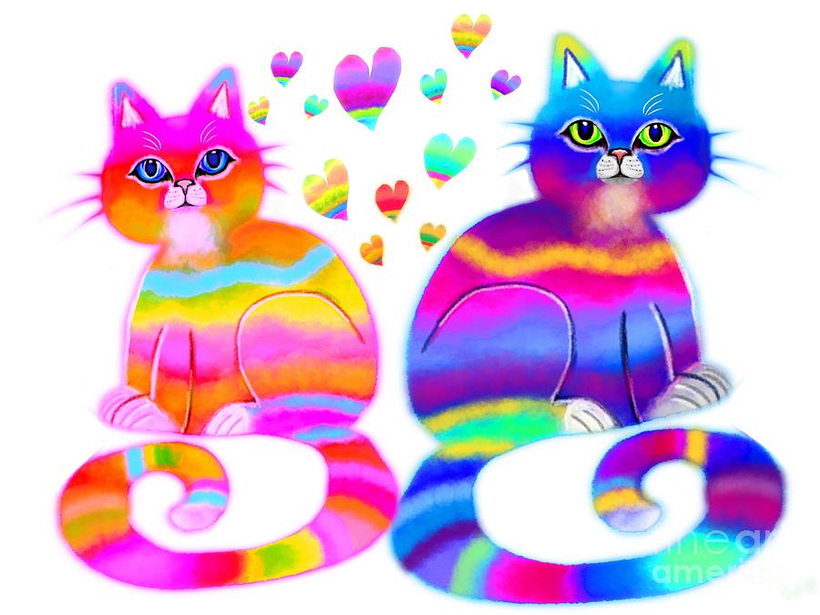 Cats and Hearts Painting by Nick Gustafson - Fine Art America