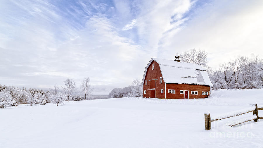Classic New England Red Barn in winter Photograph by Edward Fielding ...