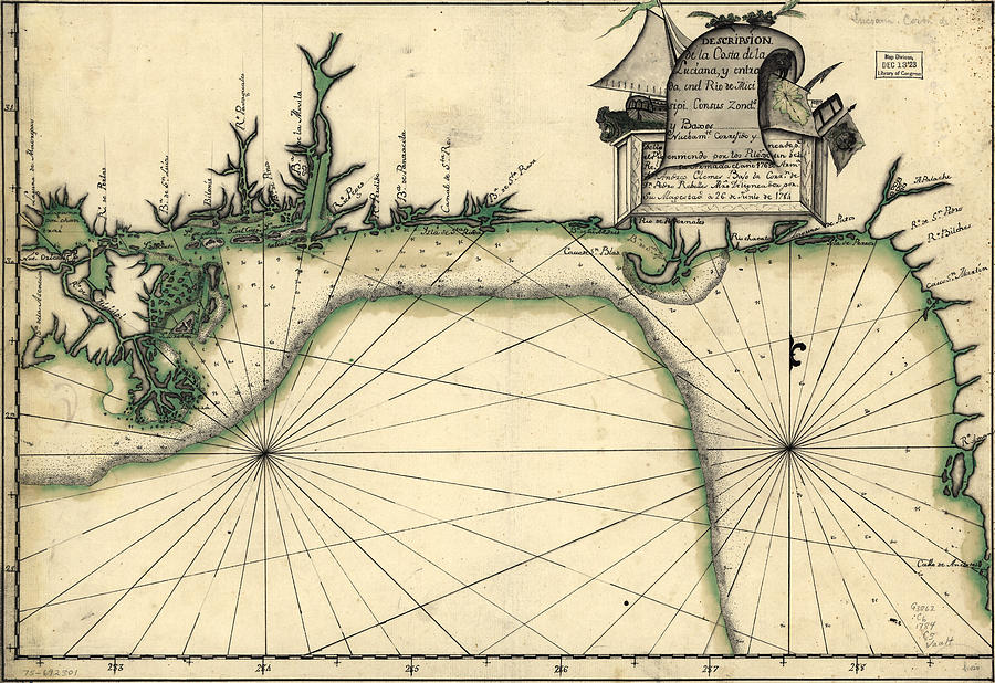 Clemes Map of the US Gulf Coast - 1786 Painting by MotionAge Designs ...