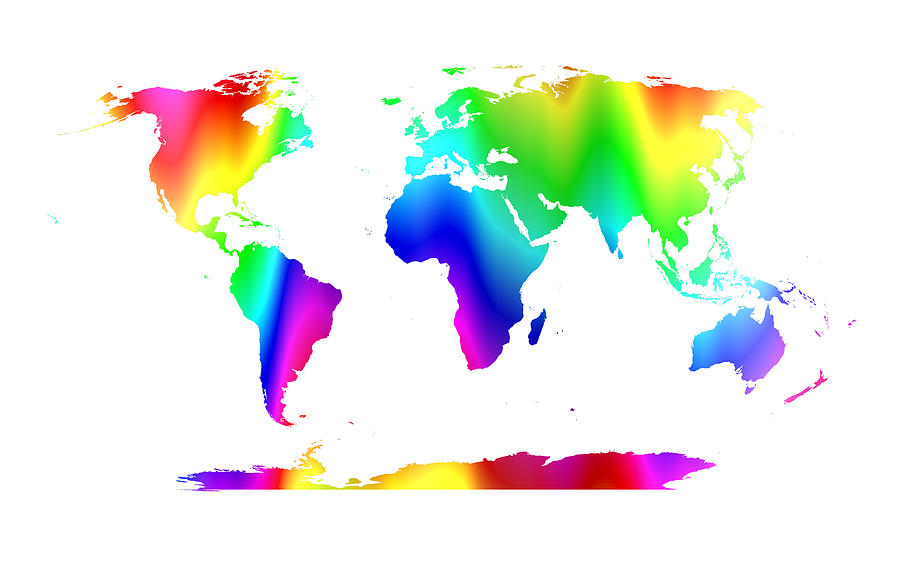 Color Gradient World Map Digital Art by Daniel Hagerman