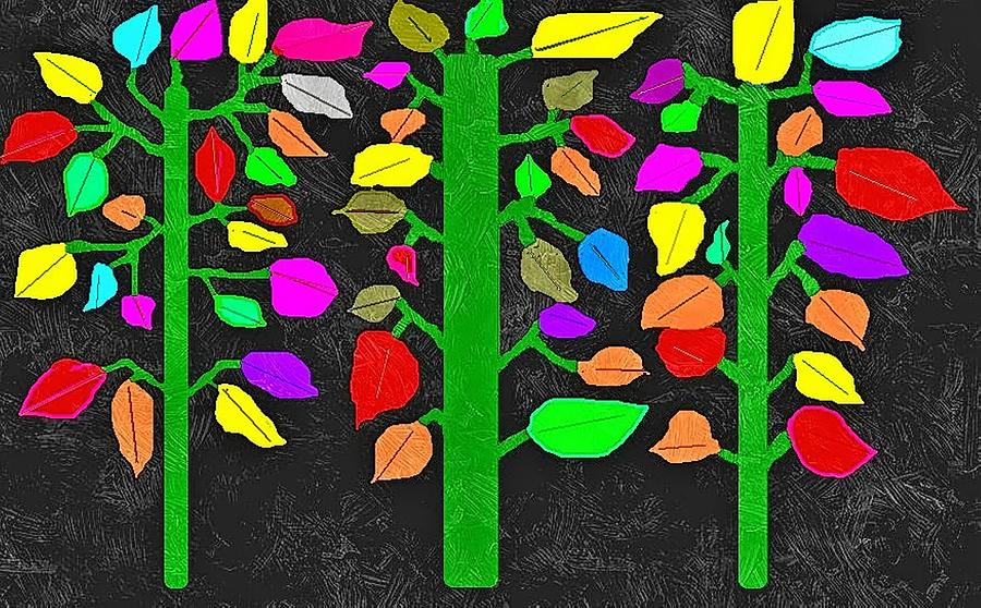 Colored Tree And Leaves Painting by Philemon Maloka | Fine Art America