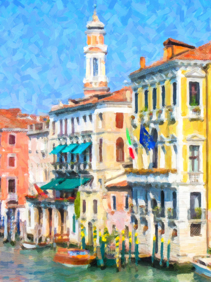 Colorful Grand Canal Digital Art by Wally Taylor - Fine Art America