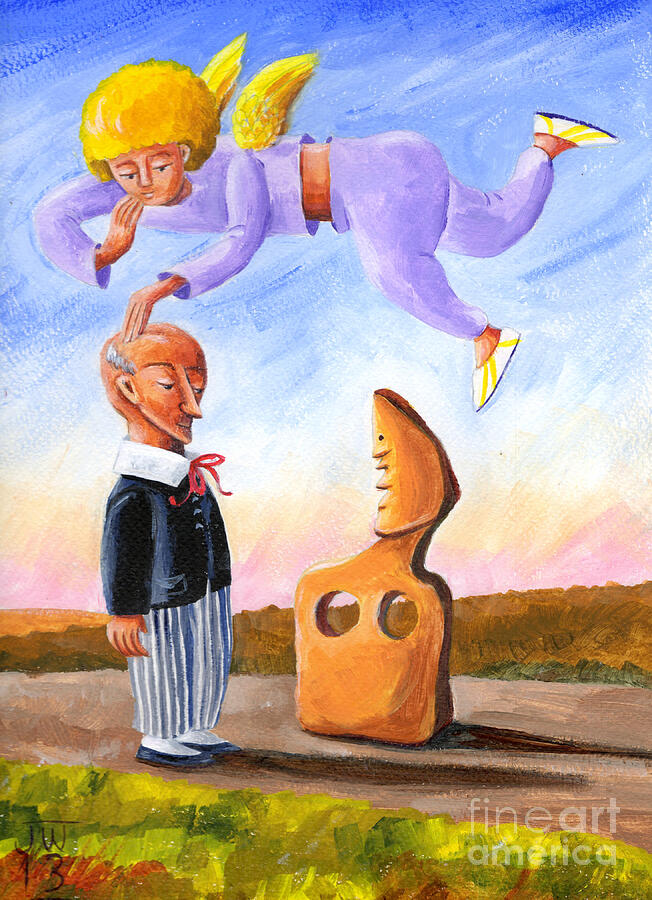 Contemplating modern art Painting by June Walker - Fine Art America