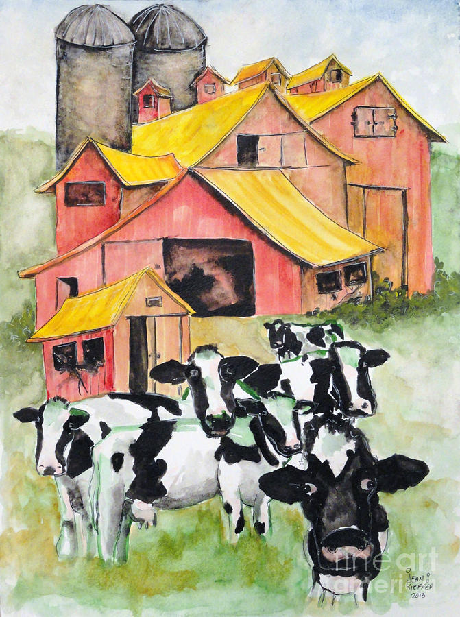 Cow Barn STack Painting by Jean Kieffer - Fine Art America