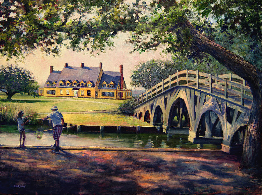 Crabbing at Whalehead Painting by Fred Carrow